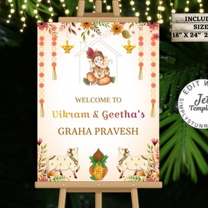 Indian Graha Pravesh Welcome Sign as Griha Pravesham | Traditional ...