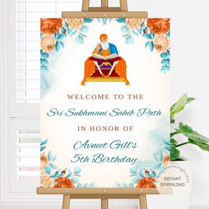 Sukhmani Sahib Ji Paath Welcome Sign Sikh Child 1st Birthday Sign Sikh ...