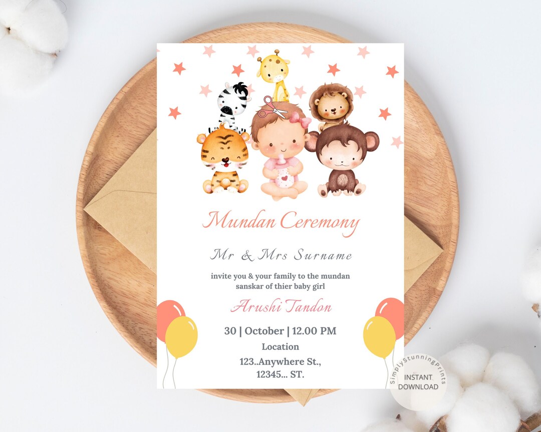 Baby Girl Mundan Ceremony Invitation | Mundan Invitation Card | Indian ...