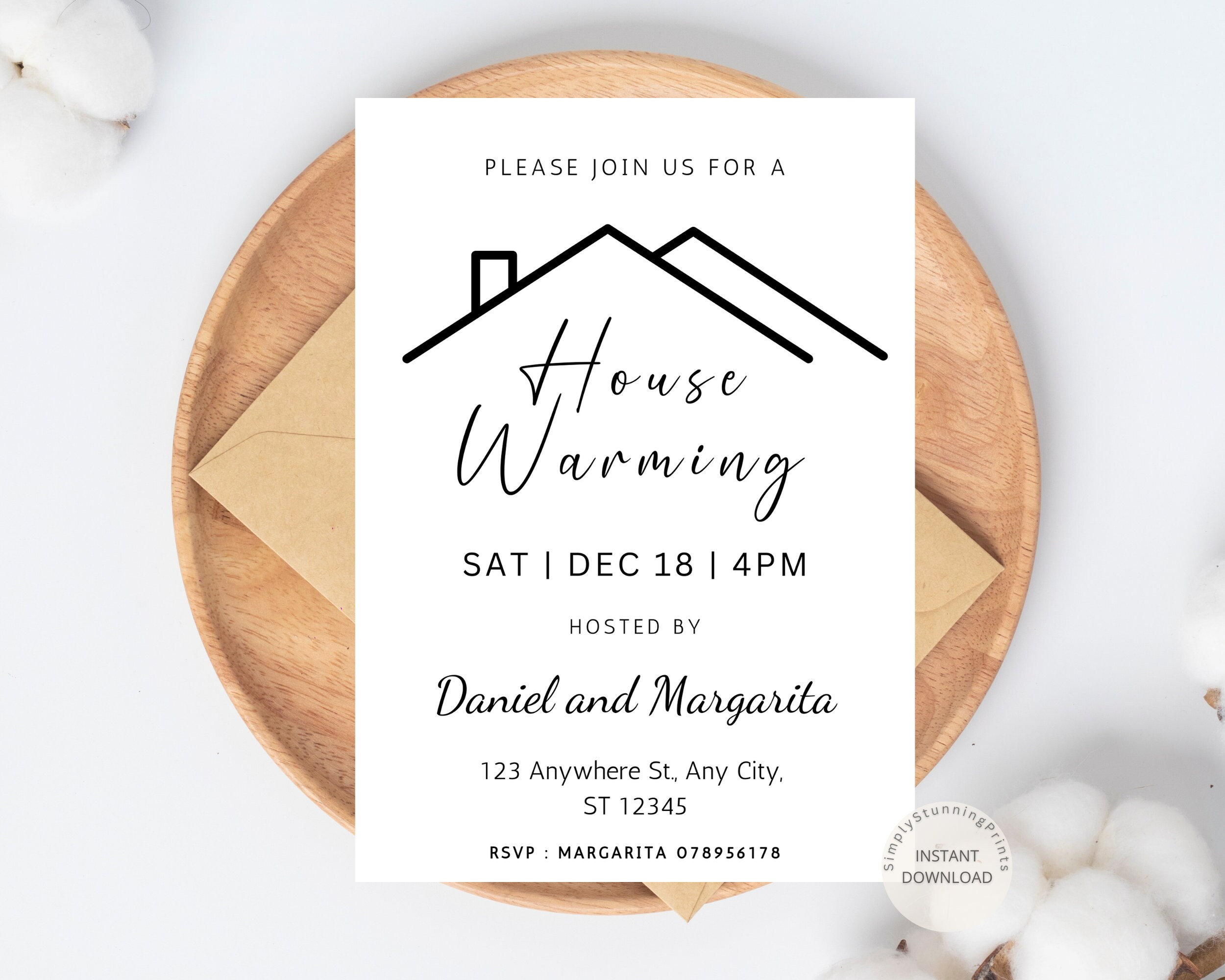 Editable House Warming Invitation Housewarming Party Invite Minimalist ...