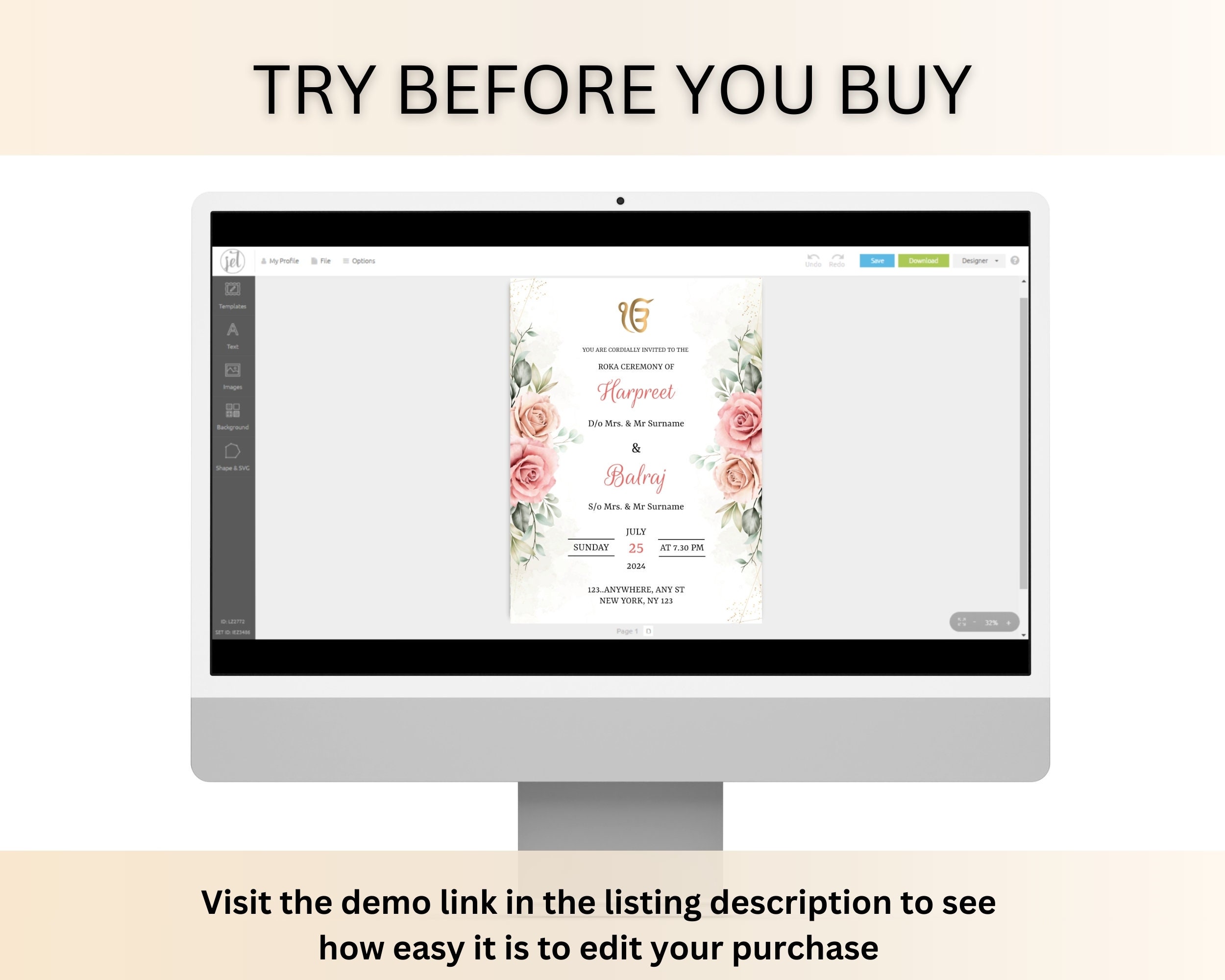 Indian Roka Ceremony Invitation Card as Engagement Card Floral ...