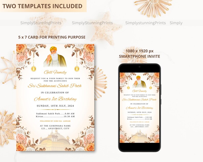 Sri Sukhmani Sahib Path Invitation Card | Sikh Child Birthday Card ...