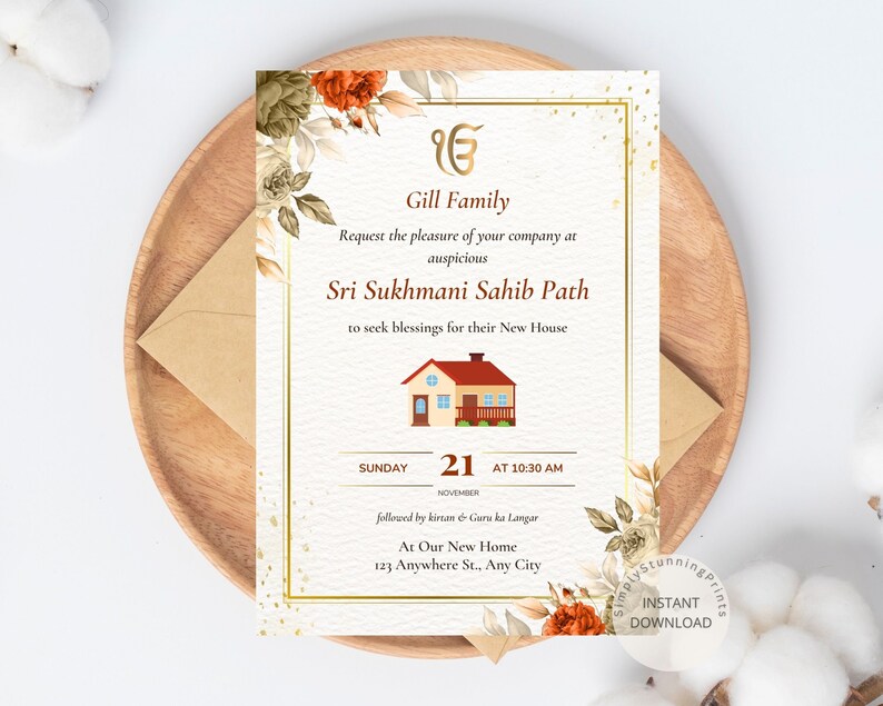 Sukhmani Sahib Path Invitation Card Sikh House Warming Sukhmani Sahib ...
