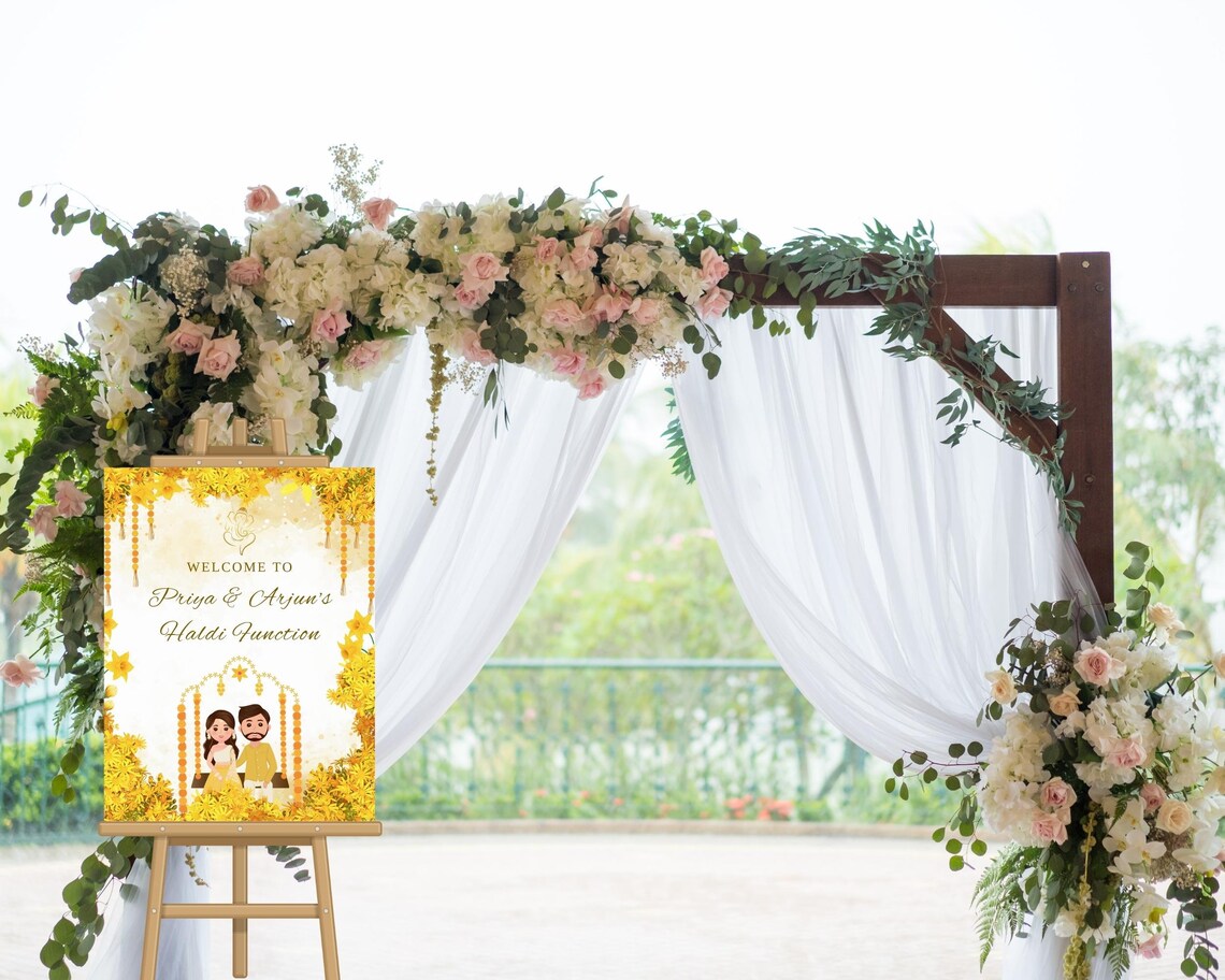 Indian Haldi Function Welcome Sign Pithi Welcome Sign Haldi Entrance ...