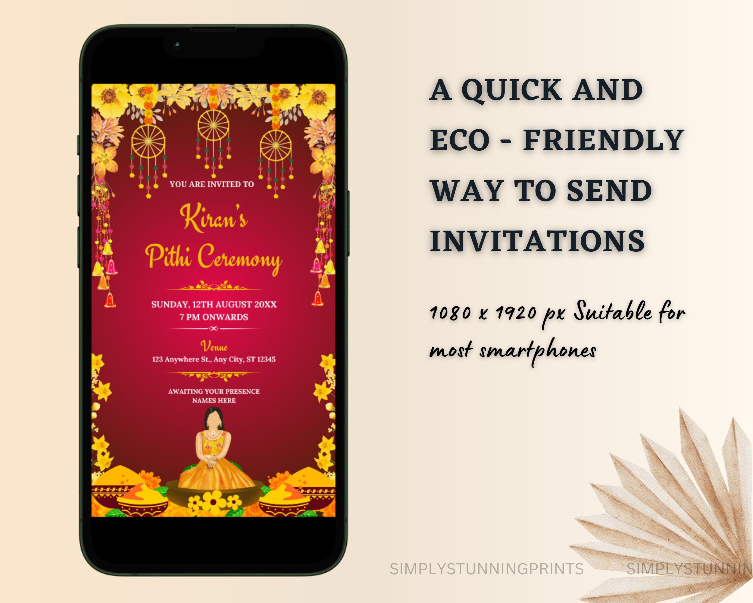 Indian Traditional Haldi Invitation Template Pithi Invitation as Maiyan ...