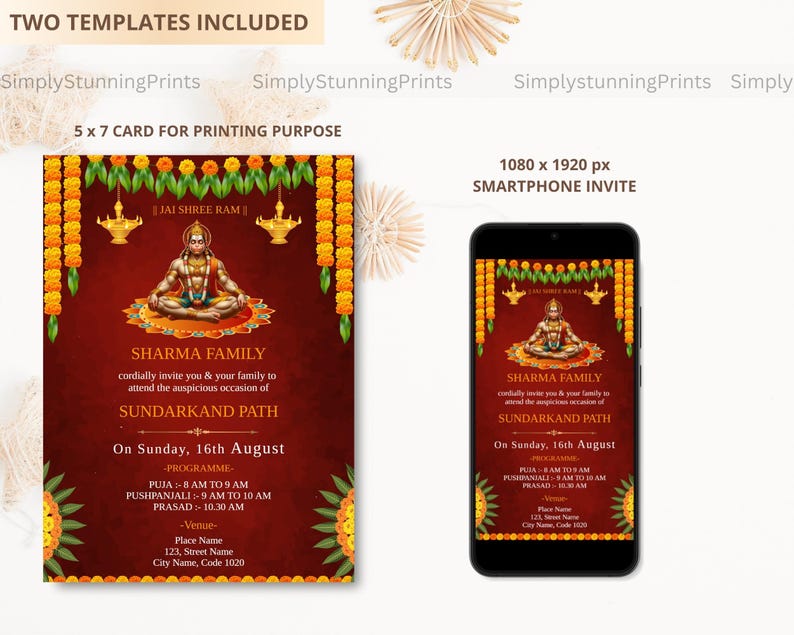 Sundarkand Path Invitation: Indian Puja Invite (digital Download) - Etsy