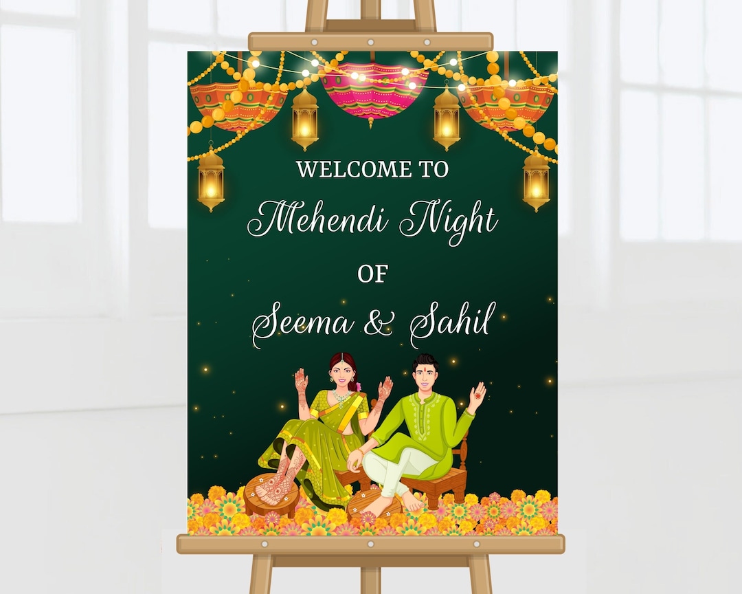Indian Mehndi Welcome Sign Wedding Mehendi Entrance Decoration Welcome ...