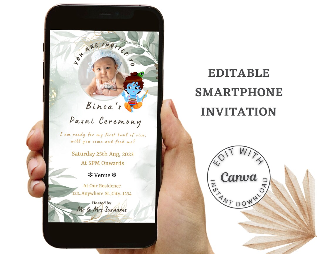 Editable Pasni Ceremony Invitation First Rice Feeding Invite ...
