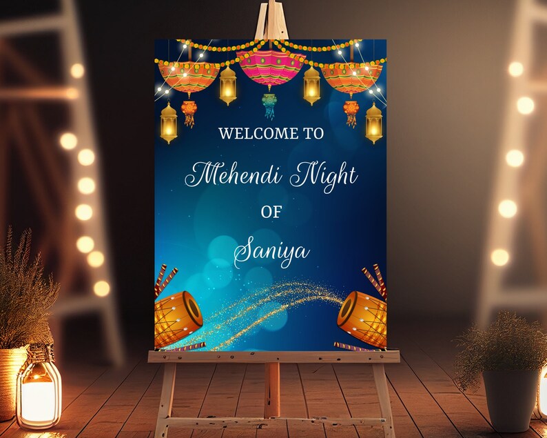 Indian Mehndi Welcome Sign Wedding Mehendi Entrance Decoration Welcome ...