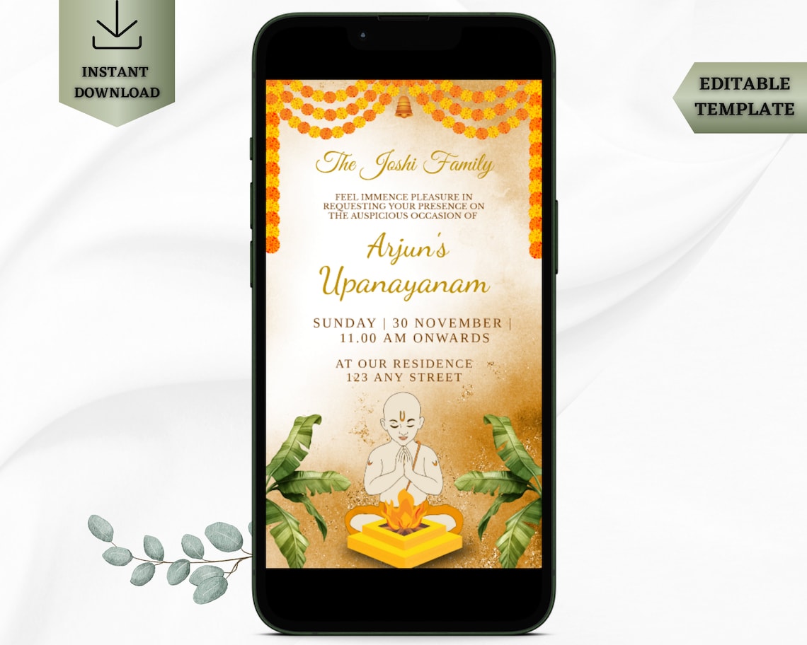 Upanayanam Ceremony Invitation Tread Ceremony Invitation Upanayana ...