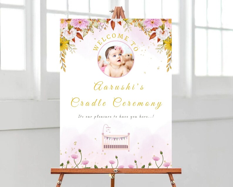 Editable Baby Cradle Ceremony Welcome Sign Naming Ceremony - Etsy