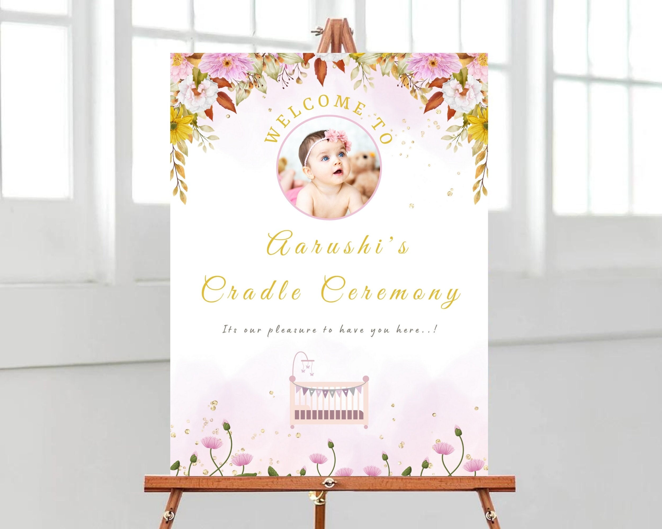 Editable Baby Cradle Ceremony Welcome Sign Naming Ceremony - Etsy