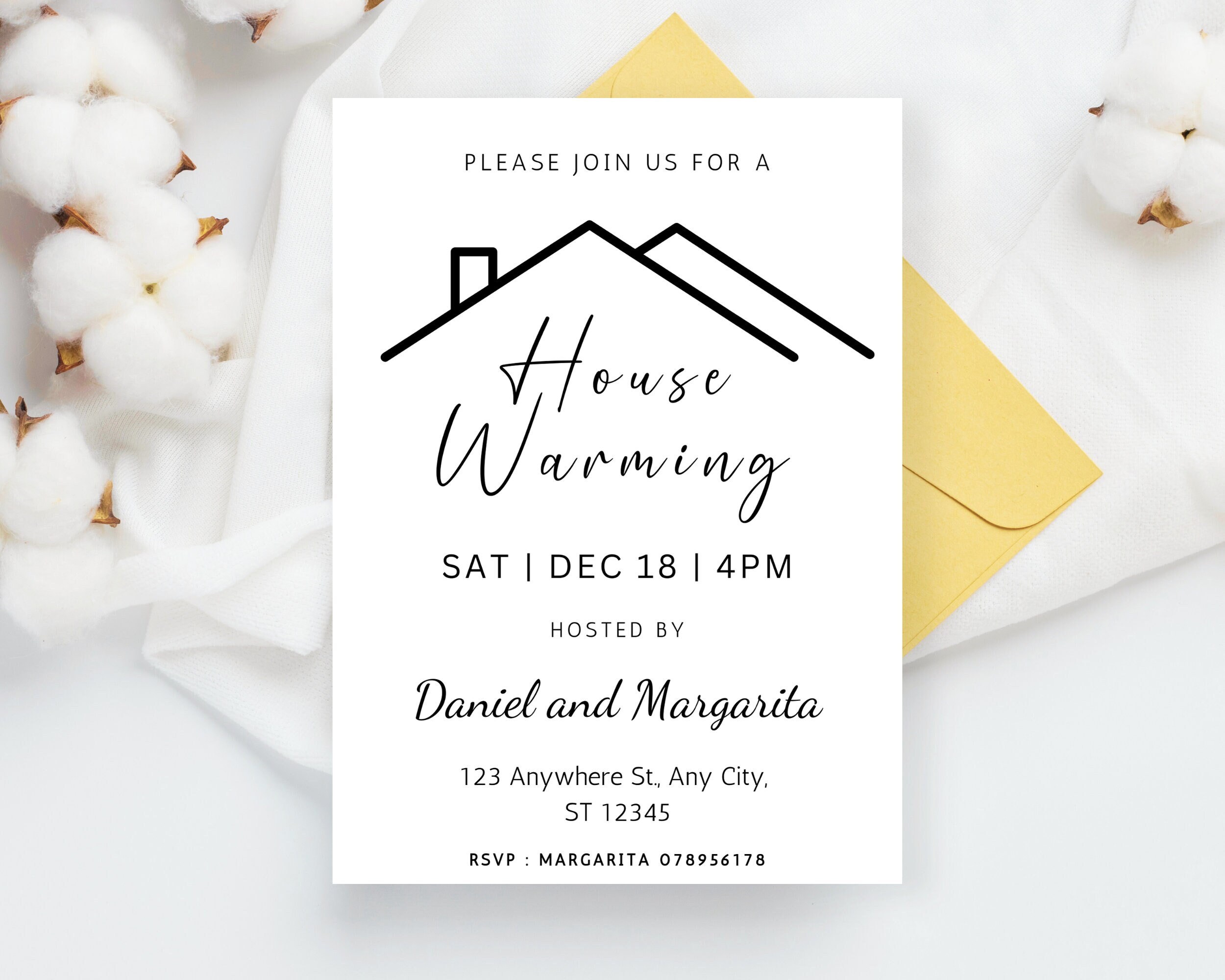 Editable House Warming Invitation Housewarming Party Invite Minimalist ...