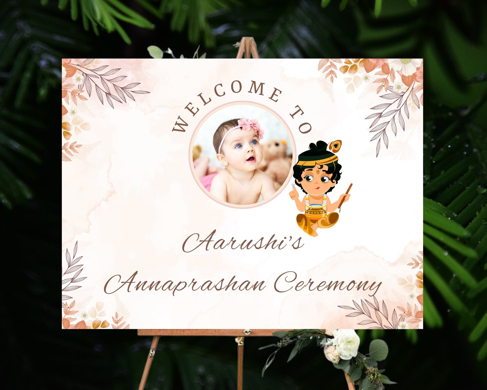 Editable Annaprashan Ceremony Welcome Sign First Rice Feeding Ceremony Sign Annaprashana ...