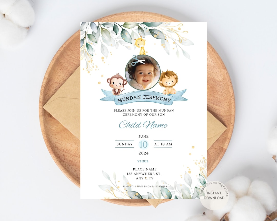 Buy Mundan tonsure Ceremony Invitation Boy Tonsure Invitation Hindu ...