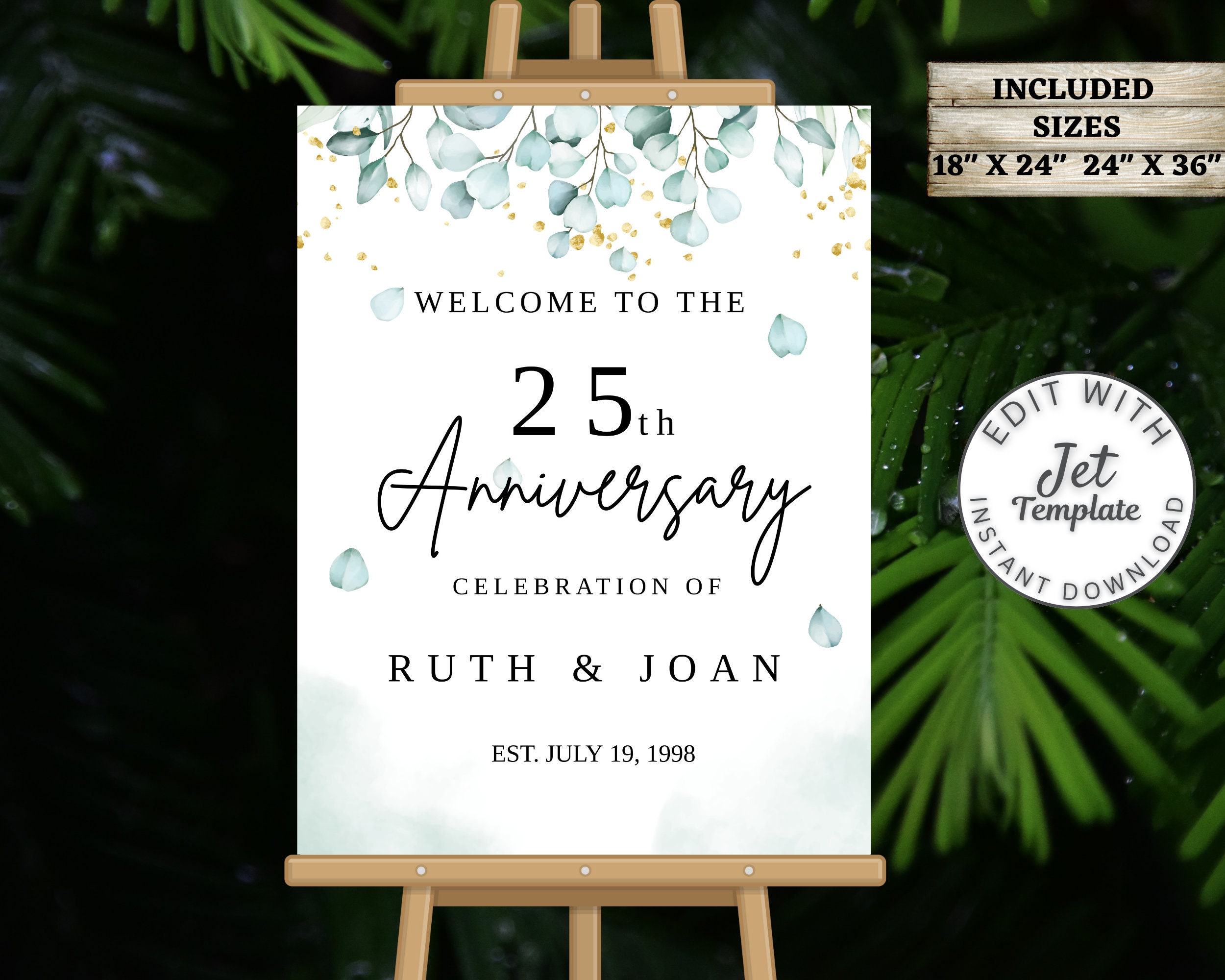 25th Wedding Anniversary Welcome Sign Anniversary Welcome Board 25th ...