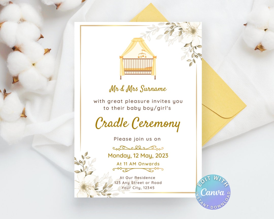 Editable Cradle & Naming Invitation Baby Cradle Invite Naming Ceremony ...