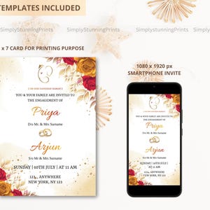Indian Engagement Invitation Card | Floral Engagement Invite | Roka ...