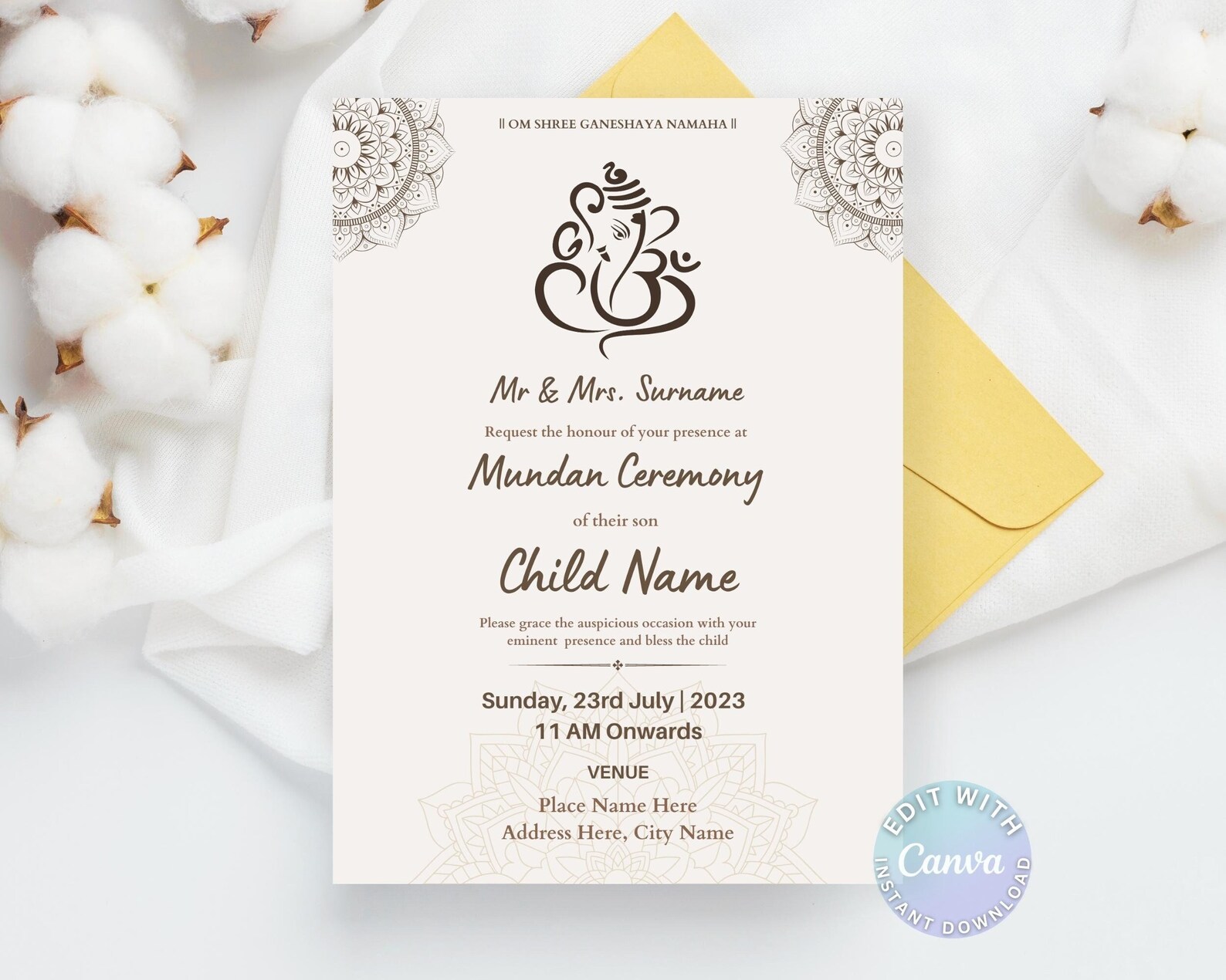 Editable Mundan Ceremony Invitation Tonsure Invitation Card - Etsy ...