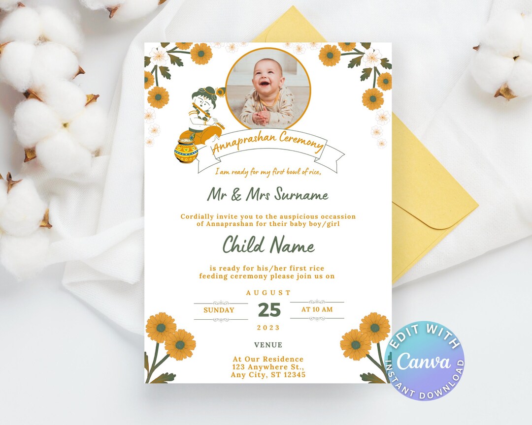 Editable Annaprashan Invitation Card Annaprashan Ceremony Invite ...