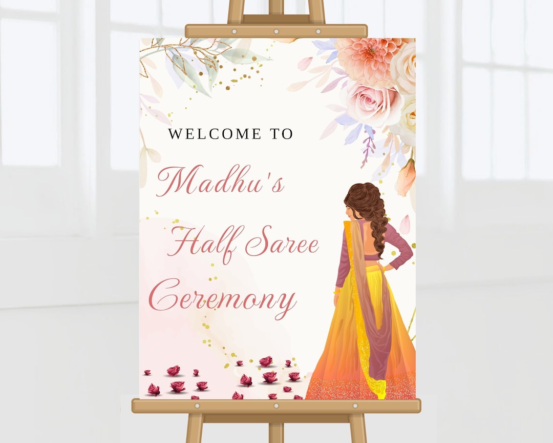Half Saree Ceremony Welcome Sign: South Indian Ritu Kala Samskara ...