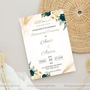 Muslim Engagement Invitation Card | Floral Engagement Invite | Ring ...