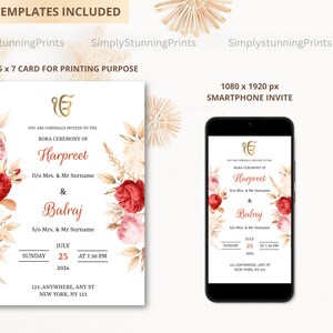 Indian Roka Ceremony Invitation Card Floral Engagement Invitation Rokha ...