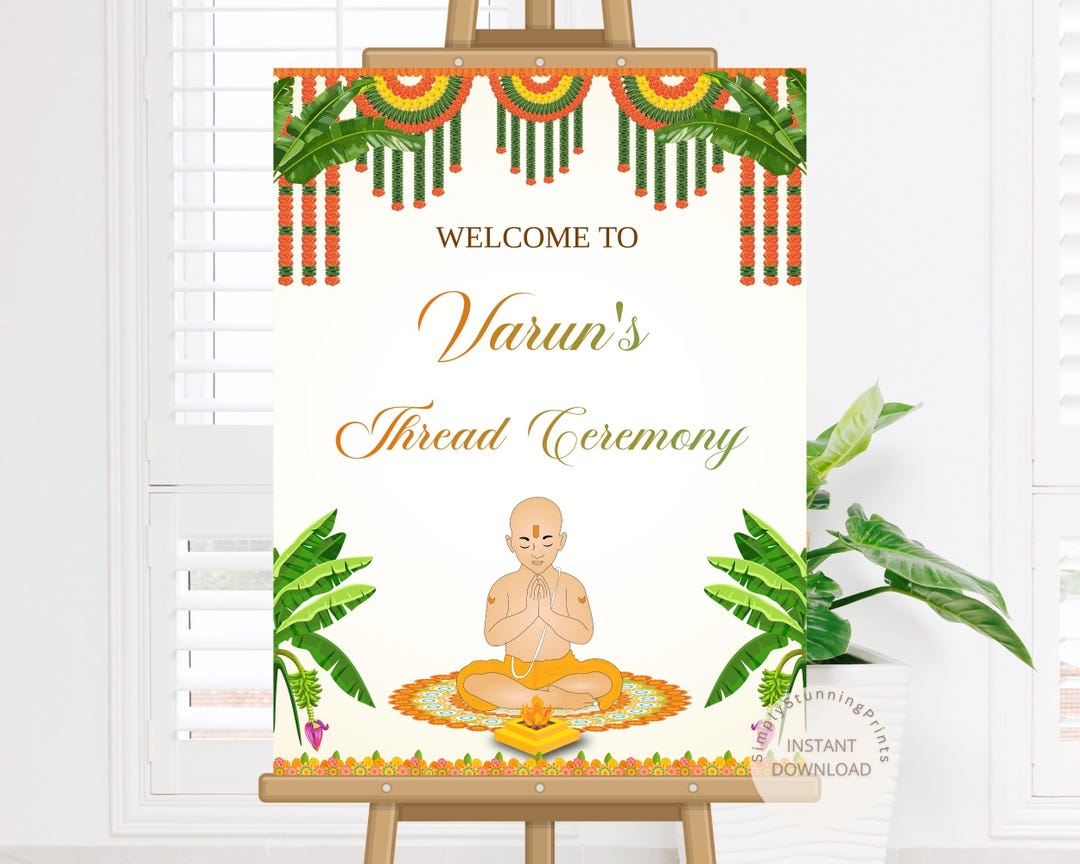 Thread Ceremony Welcome Sign: Hindu Sacred Upanayanam Ceremony Poster ...