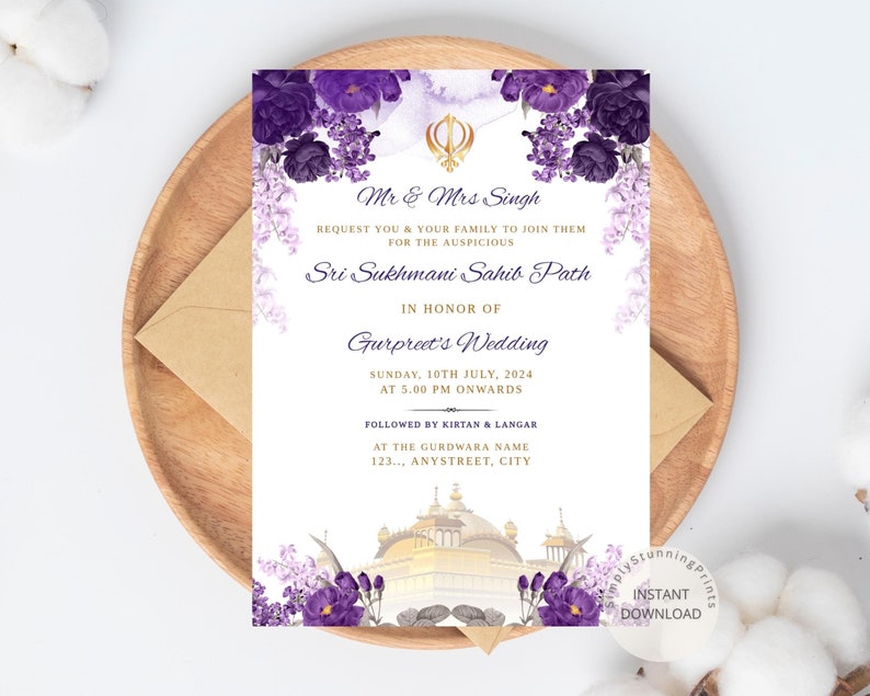 Sukhmani Sahib Path Invitation Card | Sikh Wedding Sukhmani Sahib ...
