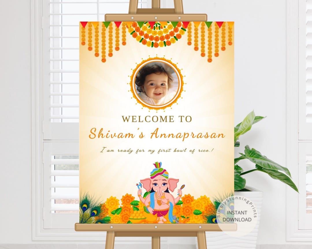 Annaprasan Photo Welcome Sign | Rice Feeding Welcome Sign | Weaning ...