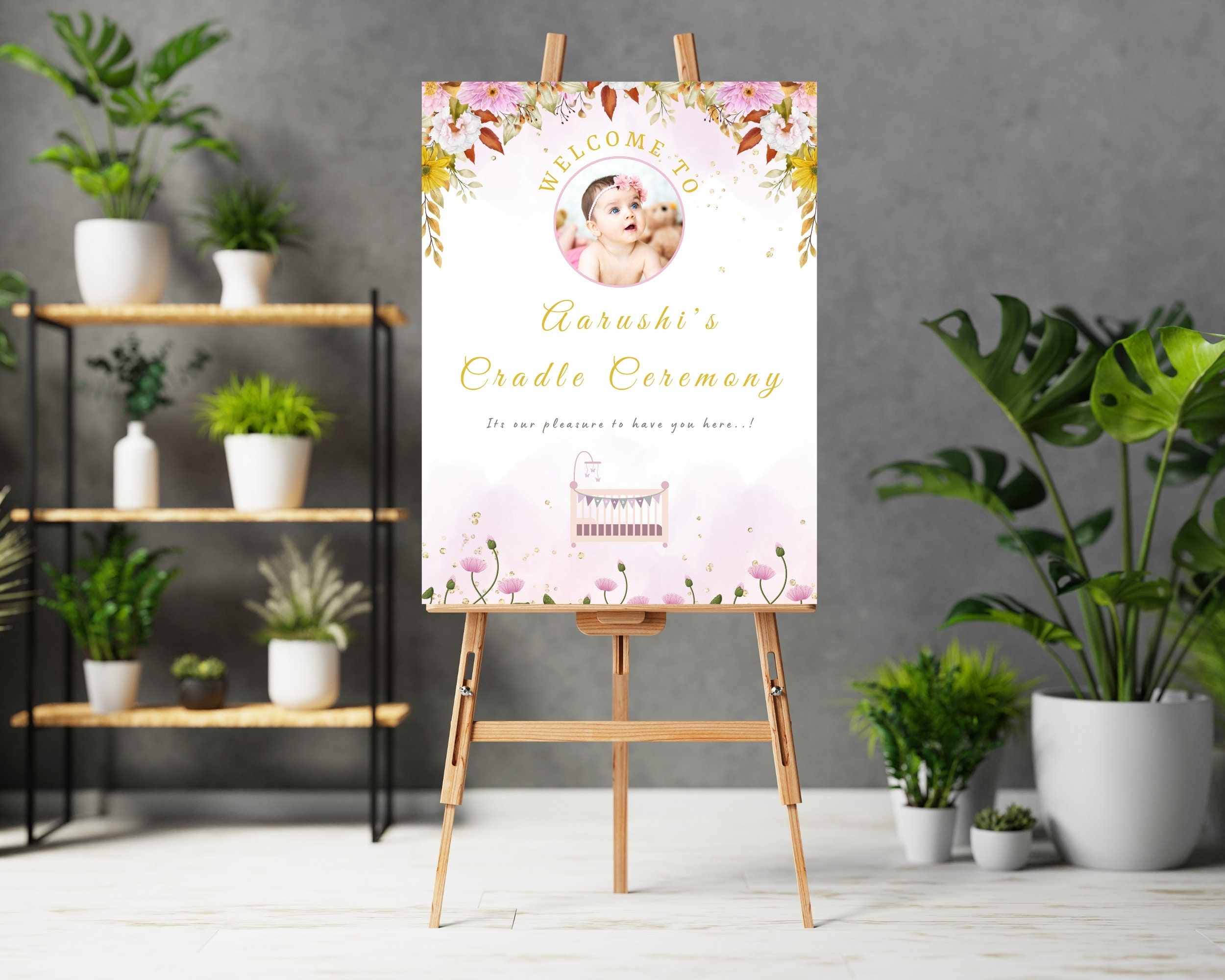 Editable Baby Cradle Ceremony Welcome Sign | Naming Ceremony Entry Sign ...
