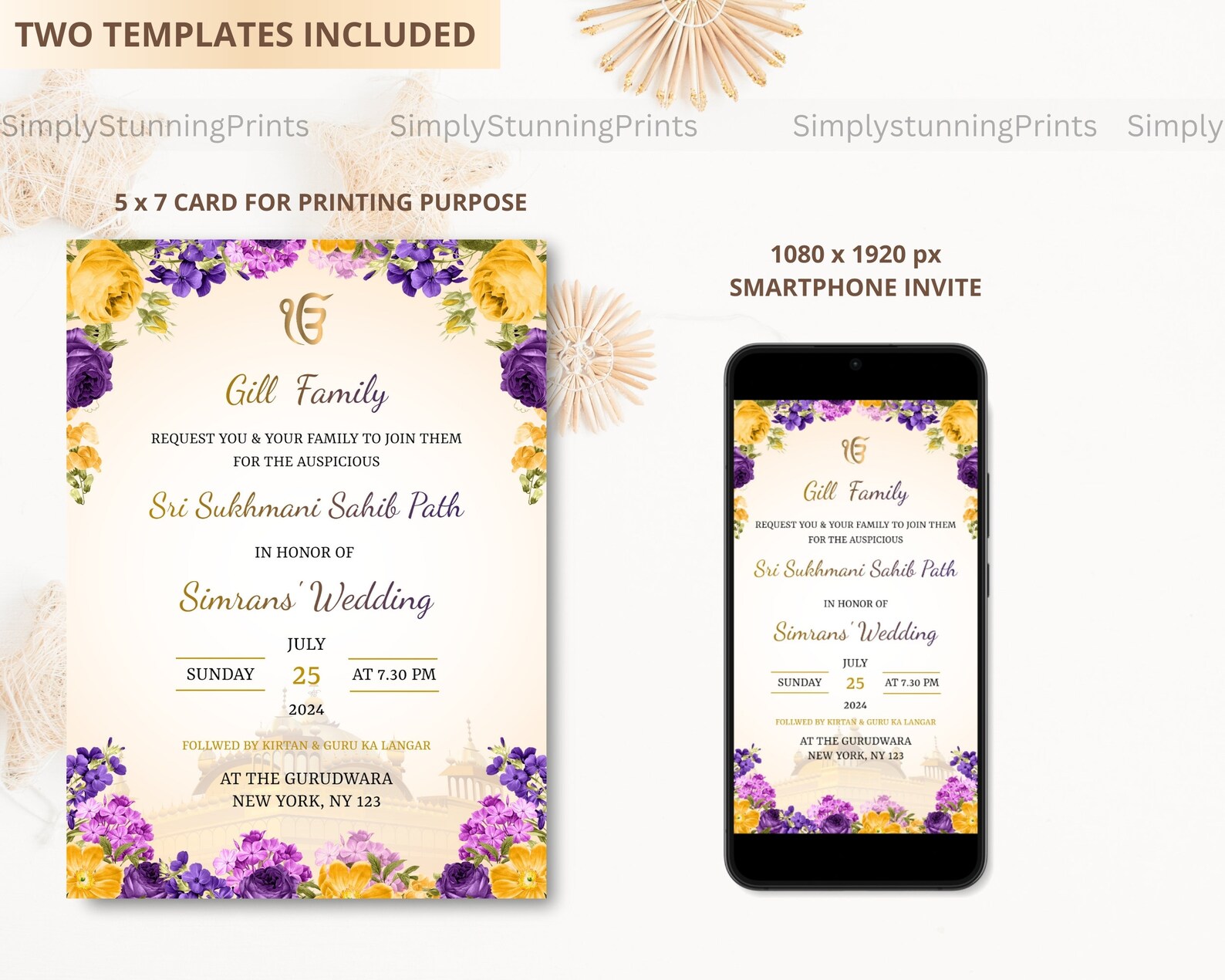 Sukhmani Sahib Path Invitation Card Sikh Wedding Sukhmani Sahib Invite ...