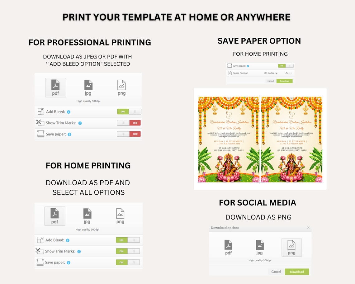 Lakshmi Puja Invitation: Traditional Indian Vratham Invite (digital) - Etsy