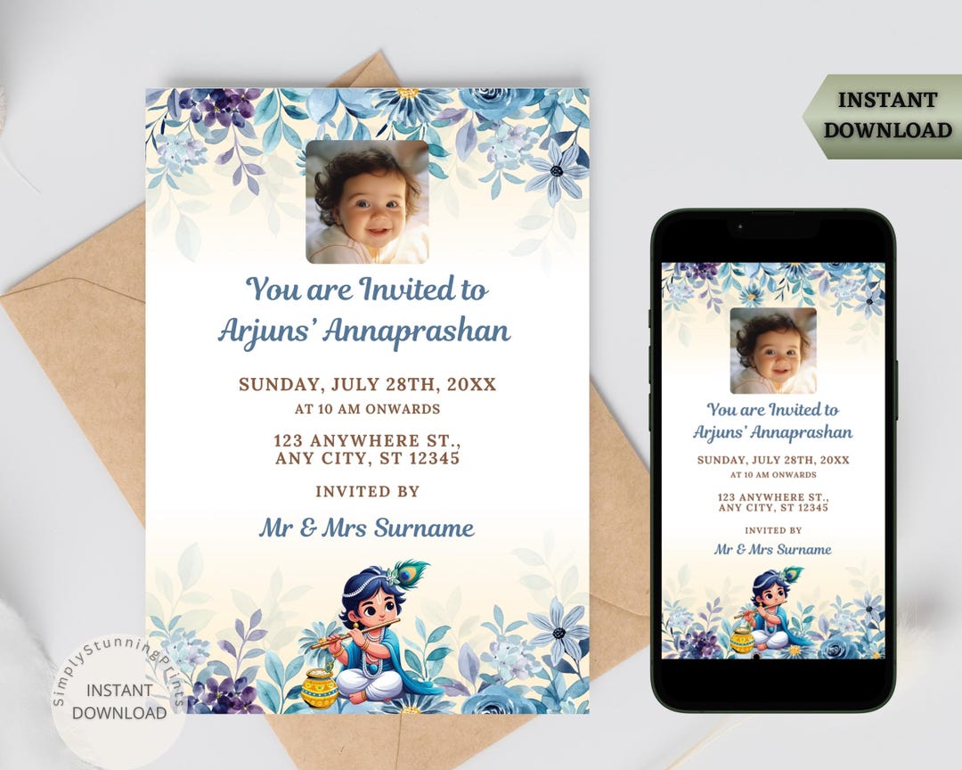 Editable Rice Feeding Invitation Card | Rice Weaning Ceremony Invite | Annaprashan Invitation ...