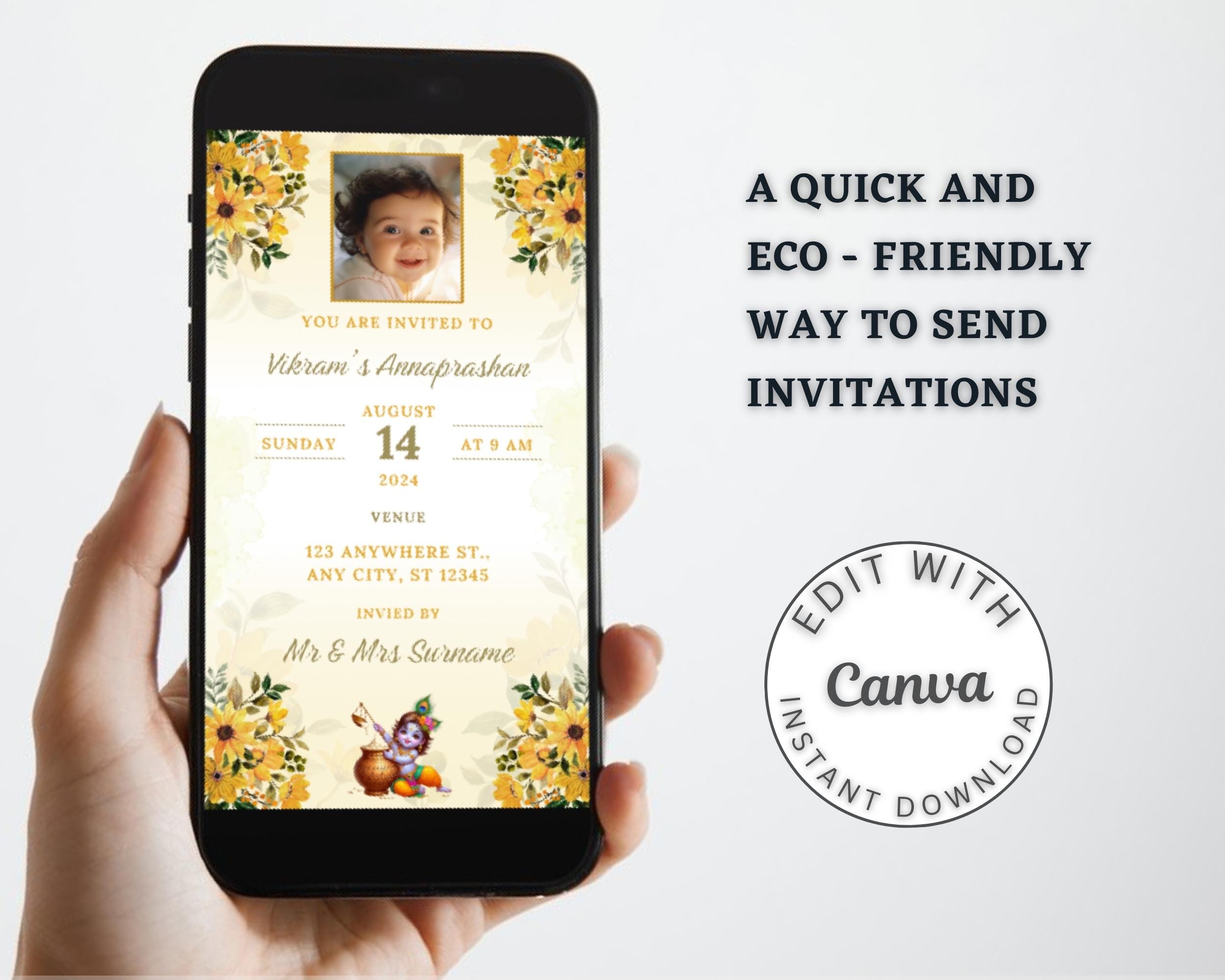 Editable Annaprashan Invitation Card Weaning Ceremony Invite Mukhe ...