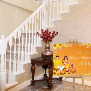 Haldi Ceremony Welcome Sign as Pithi Sign Wedding Haldi Decor Maiyan ...