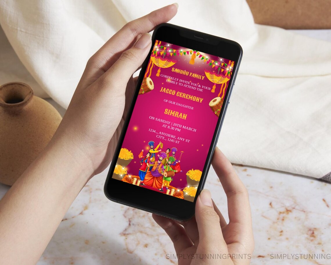 Jaggo Ceremony Digital Invitation Jaggo Night Invite Panjabi Pre ...