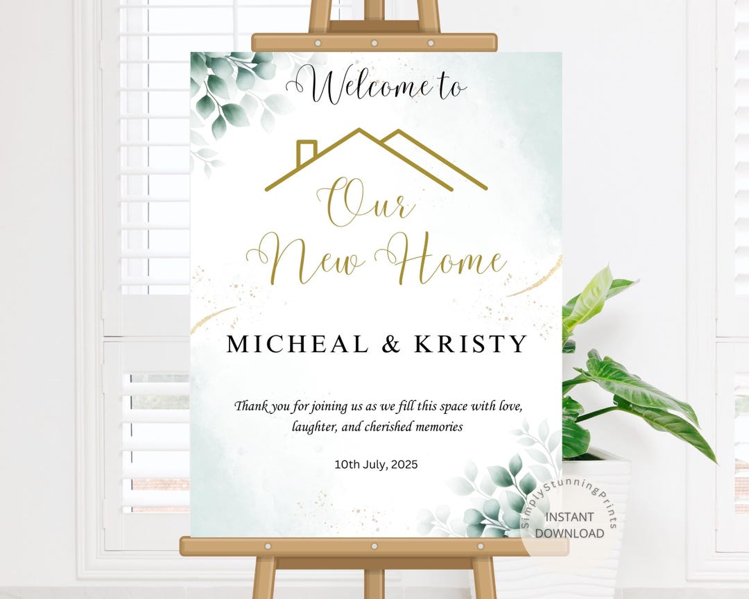 Greenery Housewarming Welcome Sign: Party Decor (digital Download) - Etsy