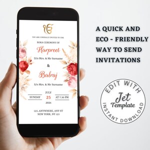 Indian Roka Ceremony Invitation Card Floral Engagement Invitation Rokha ...