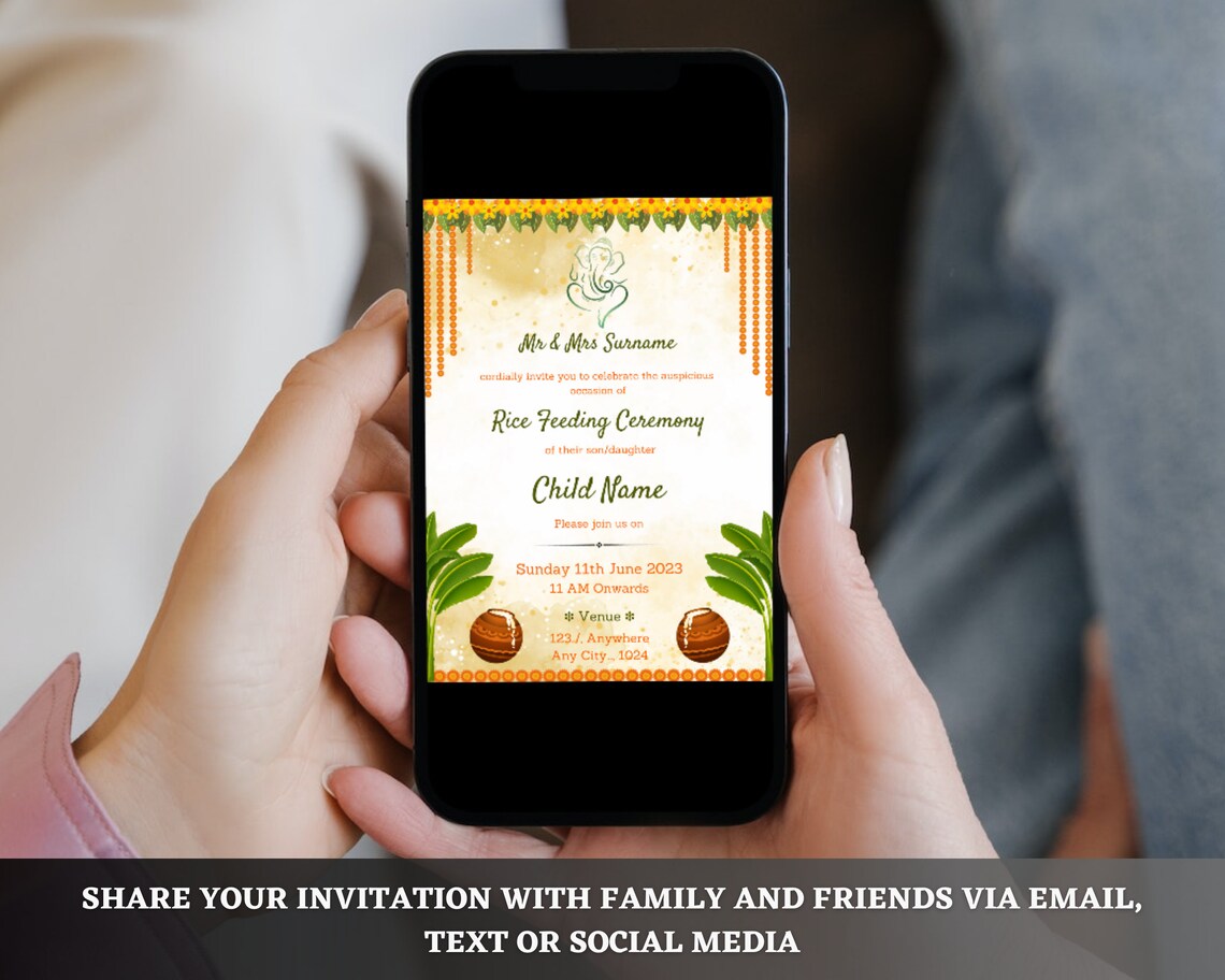 Rice Feeding Invitation Template Annaprasan Invitation First Rice ...