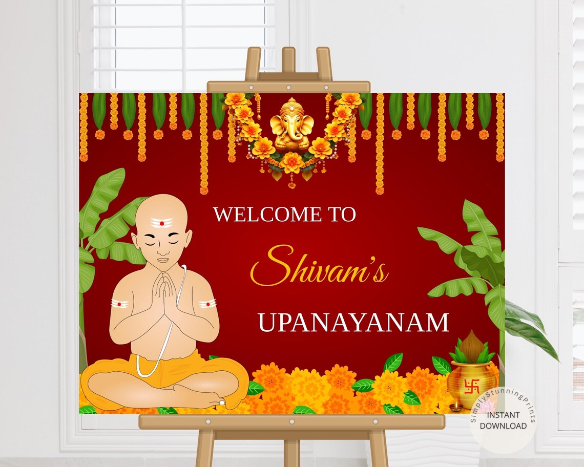 Upanayanam Welcome Sign: Indian Thread Ceremony Decor (digital Download ...