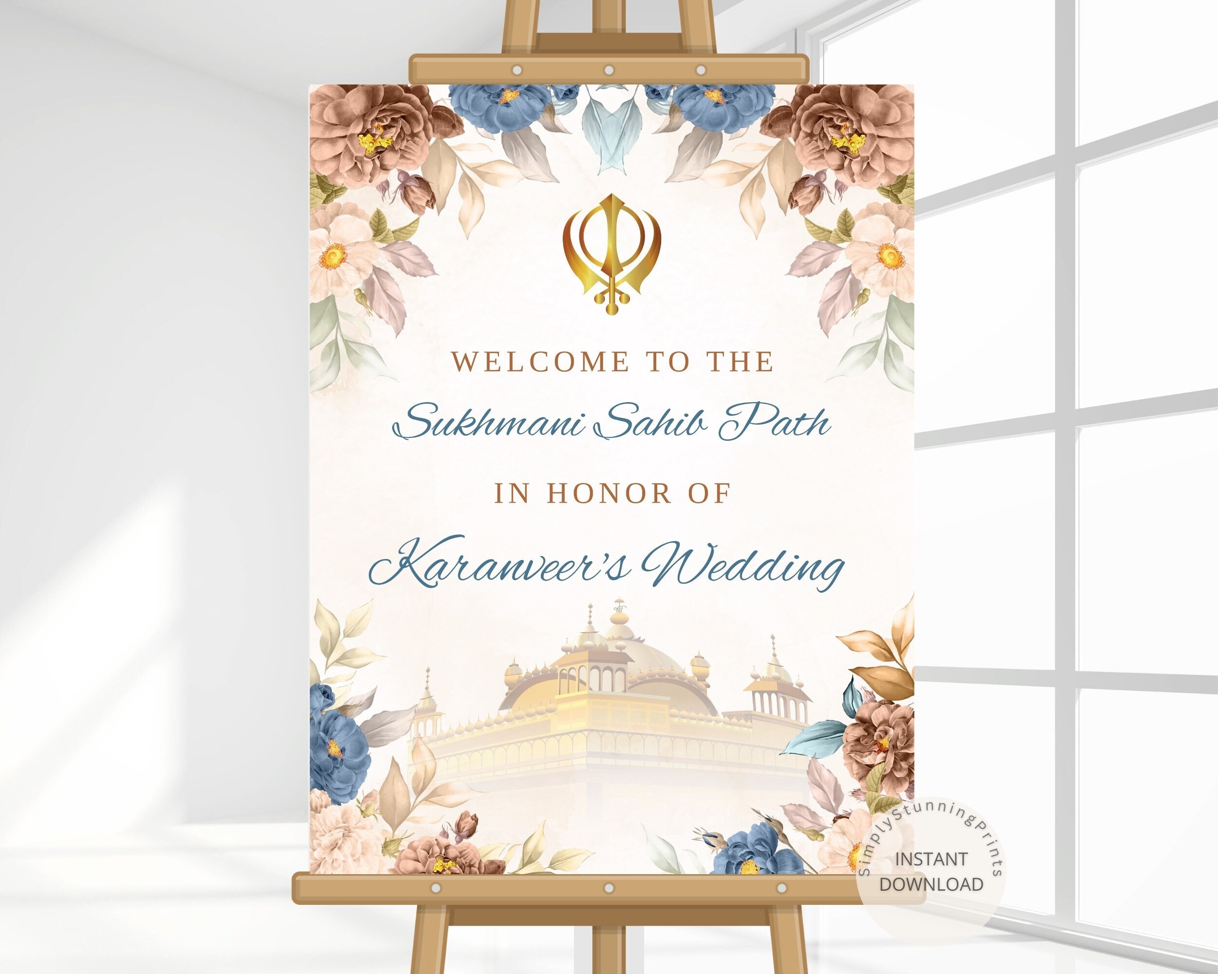 Sukhmani Sahib Ji Path Welcome Sign | Sikh Wedding Welcome Sign | Akhand Path Sign | Sukhmani ...