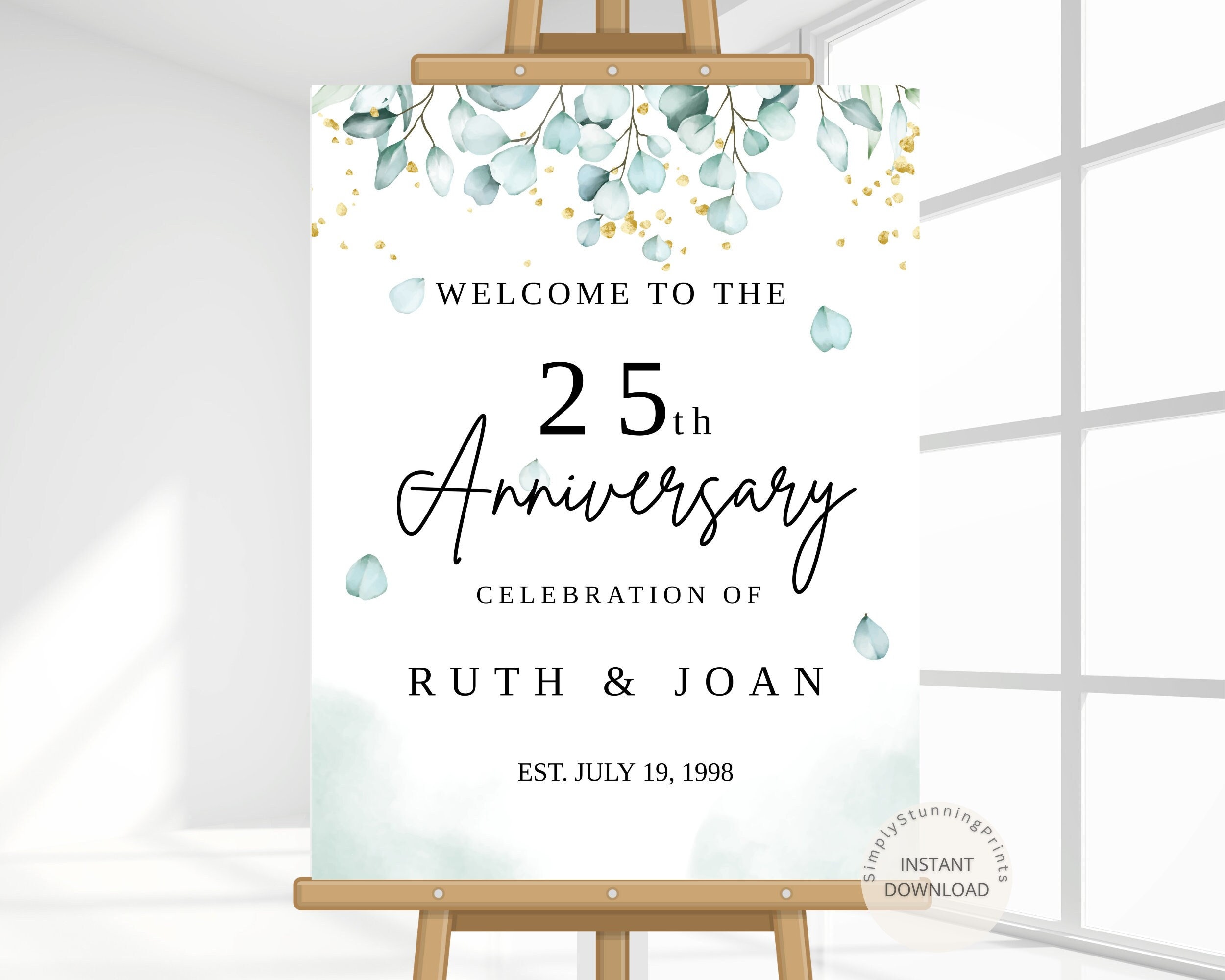 25th Wedding Anniversary Welcome Sign Anniversary Welcome Board 25th ...