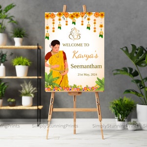Indian Baby Shower Welcome Sign: Editable Floral Poster (digital ...