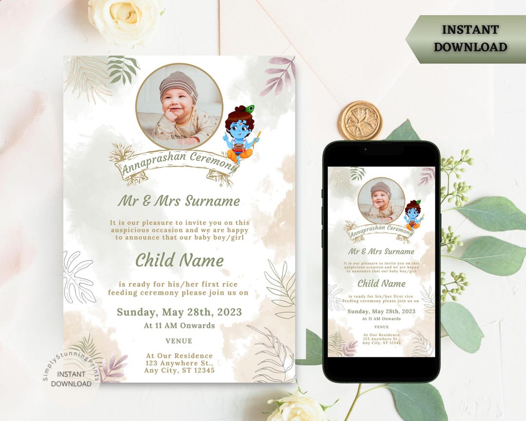 Editable Annaprashan Digital Invitation Card | Baby Weaning Ceremony ...