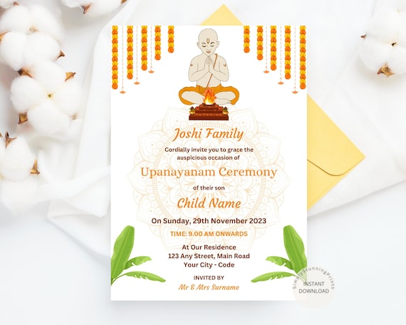 Upanayan Ceremony Invitation Poite Upanayanam Hindu Holy Thread Janeu