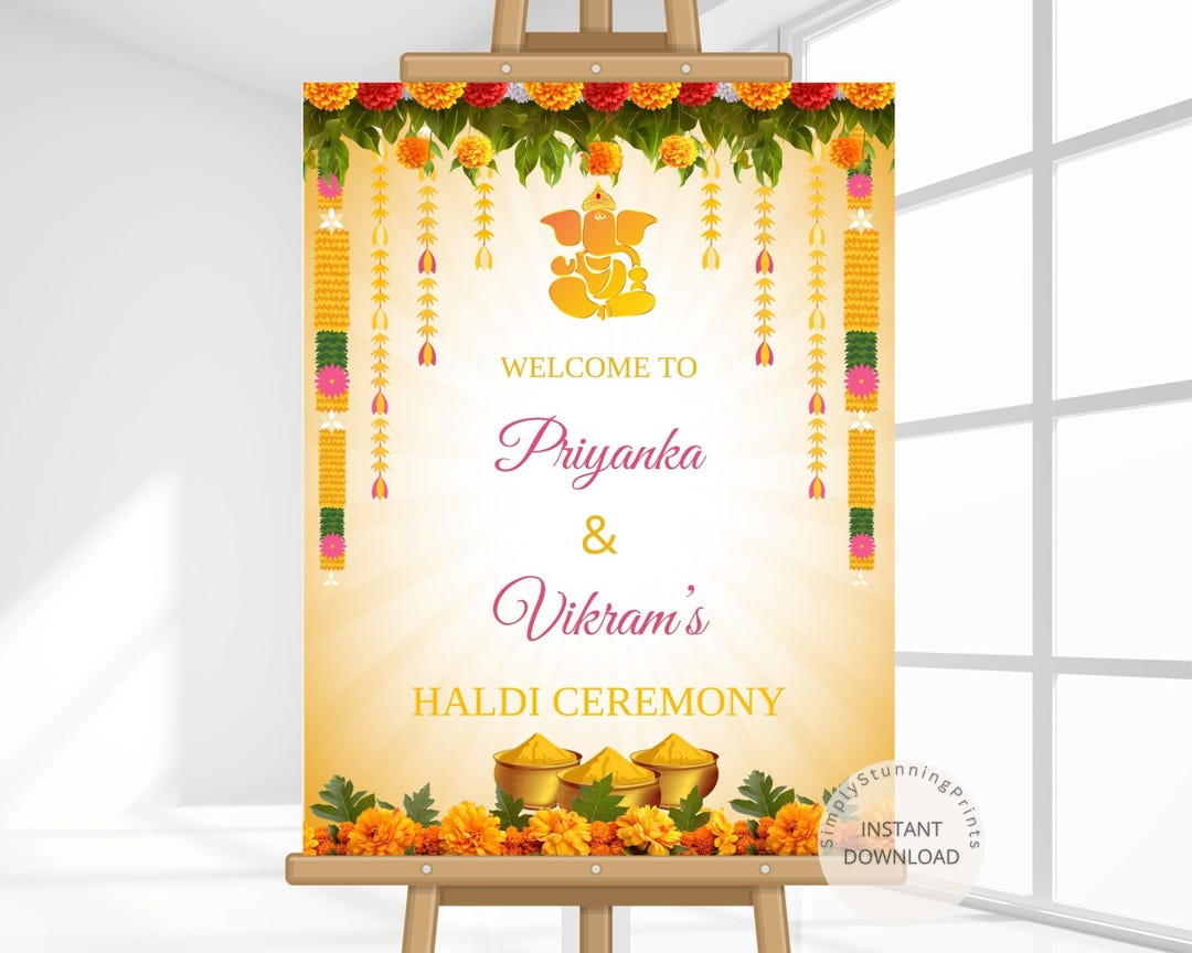 Haldi Ceremony Welcome Sign as Pithi Sign | Haldi Night Decor | Wedding ...