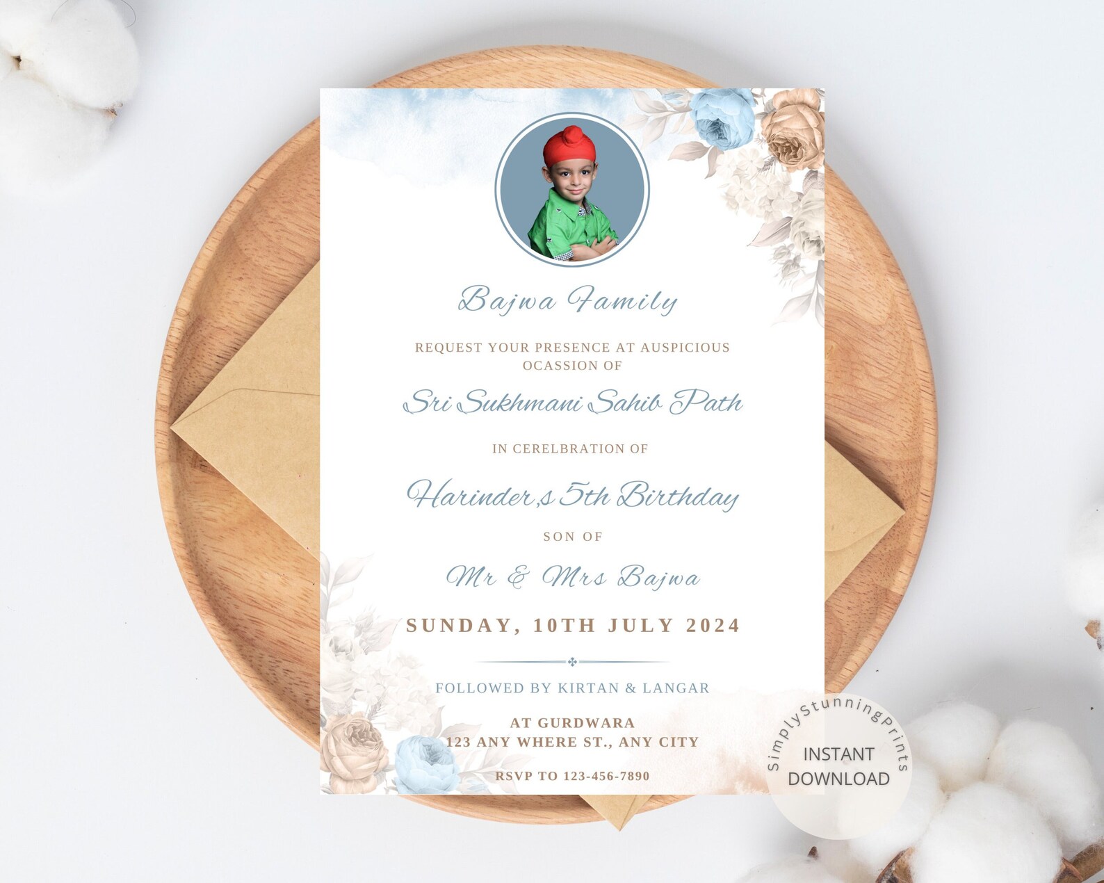 Sukhmani Sahib Path Invitation Card Sikh Boy Birthday Invitation Card ...