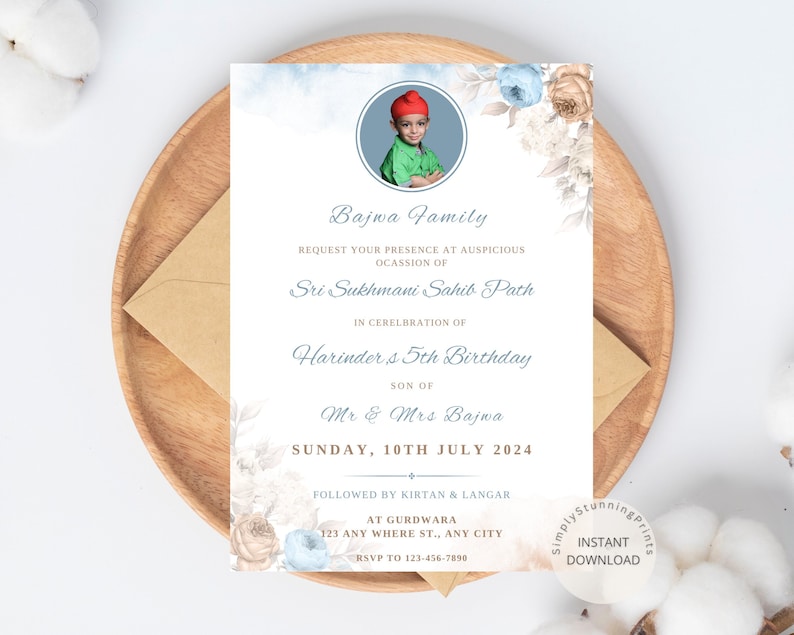 Sukhmani Sahib Path Invitation Card Sikh Boy Birthday Invitation Card ...