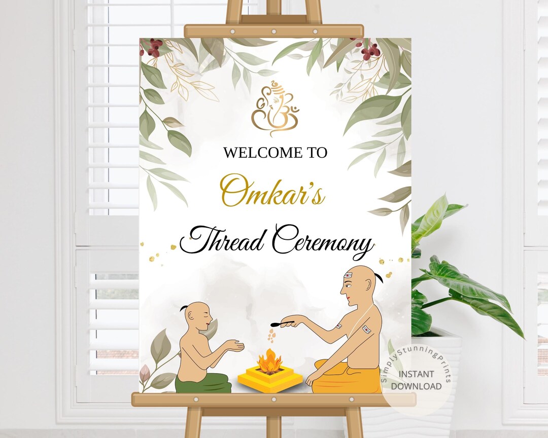 Thread Ceremony Welcome Sign | Bratabandha Welcome Sign | Upanayan ...